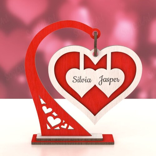 Valentine's Hanging Heart Stand Svg Svg Laser Files - Etsy