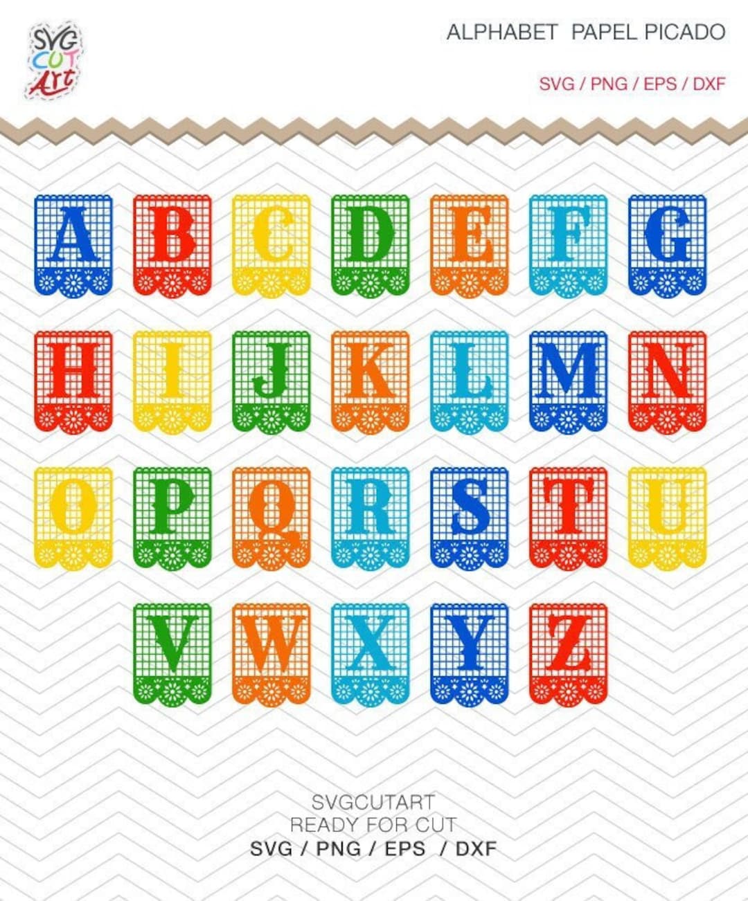 Papel Picado SVG Alphabet Papel Picado Coco Party Font - Etsy