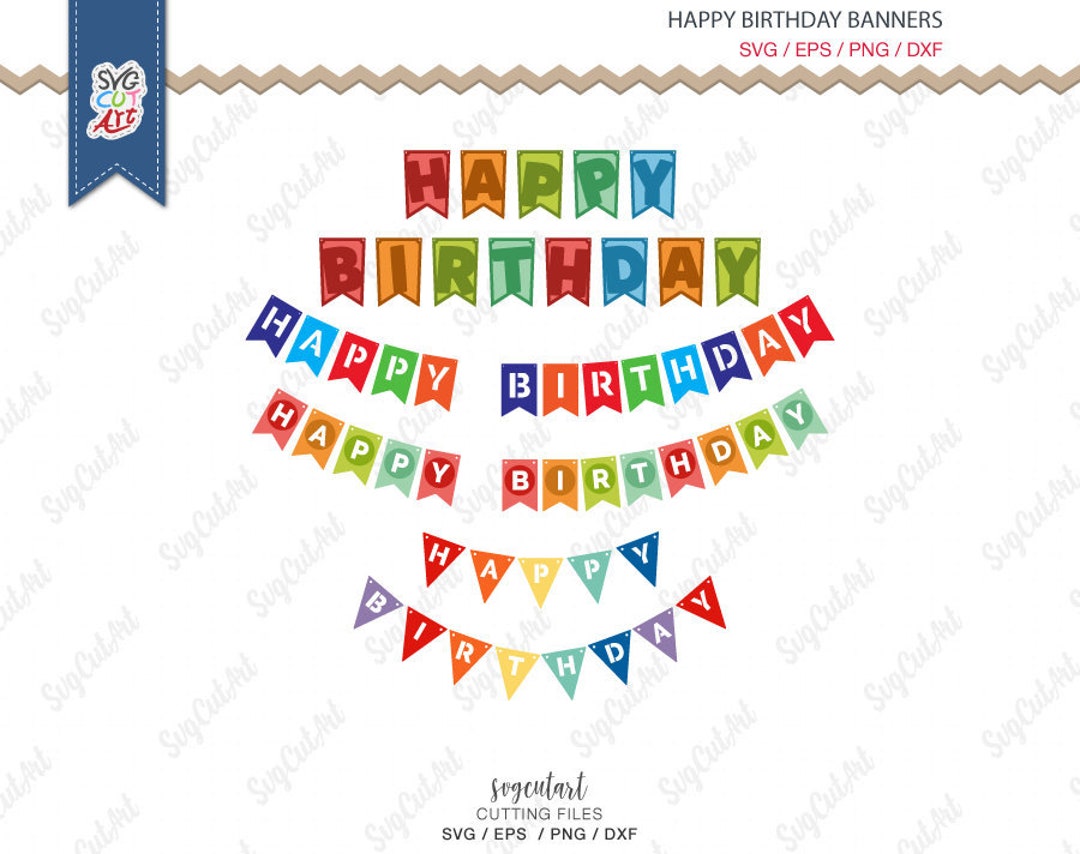 Happy Birthday Banner, Pennant Banner, Birthday Banner, Party Svg ...