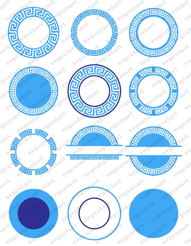 Greek Ancient Circle Border Monogram Split DXF SVG EPS Cricut | Etsy