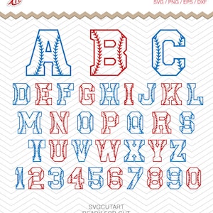 Baseball Alphabet Laces Stitches Letters Numbers SVG PNG DXF Eps ...