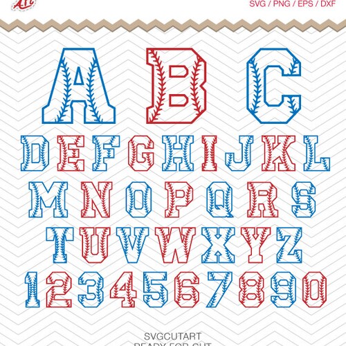 Baseball Alphabet Laces Stitches Letters Numbers SVG PNG DXF | Etsy