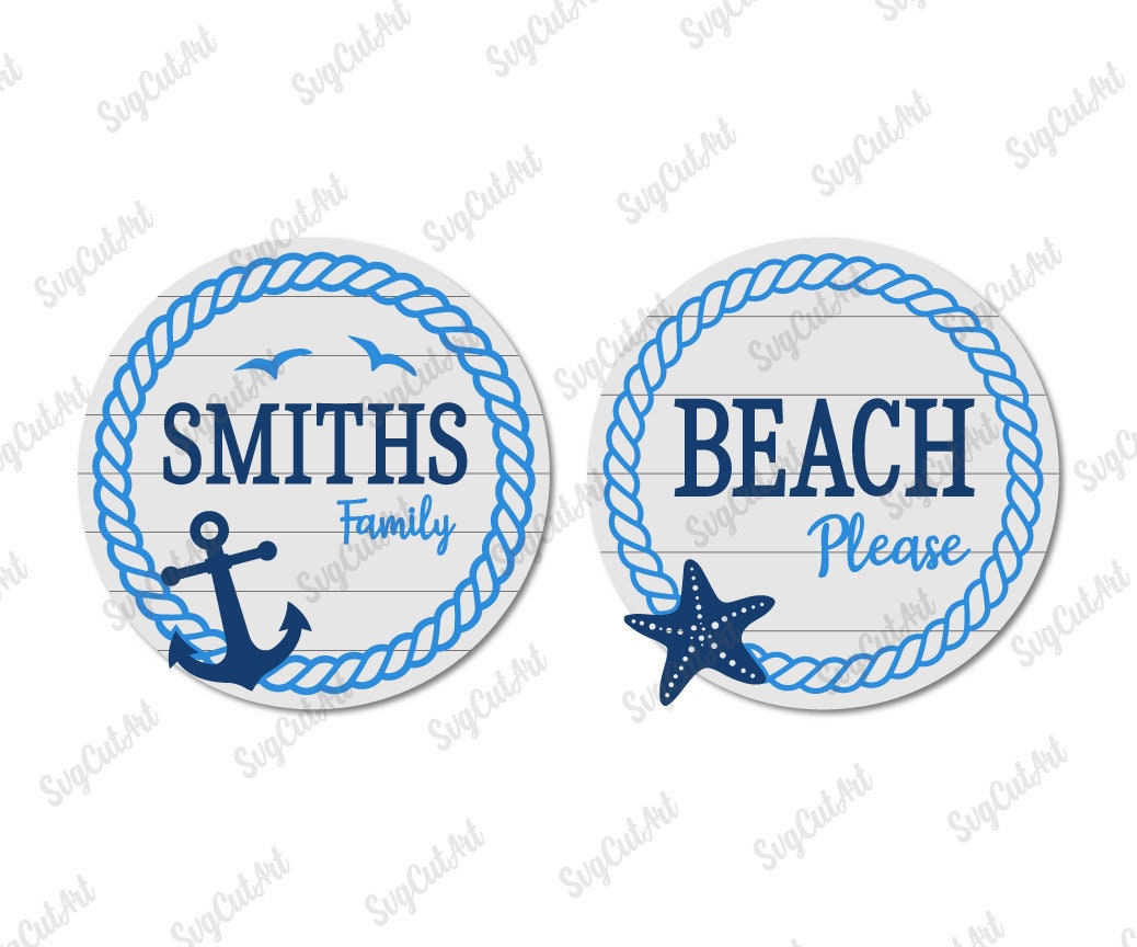 Nautical Rope Sign SVG Door Hanger Svg Round Sign Anchor - Etsy