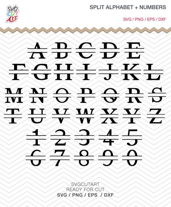 Split Alphabet and Numbers Font DXF SVG EPS Cricut Design - Etsy
