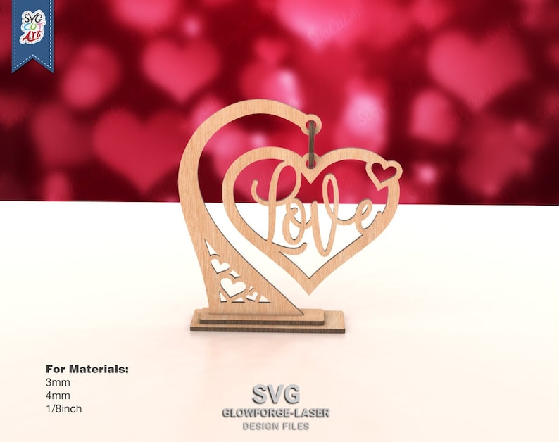 Valentine's Hanging Heart Stand Svg Svg Laser Files - Etsy