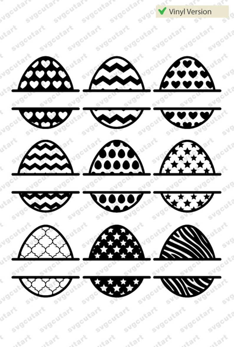 Easter Eggs Split Monogram Patterned, Vinyl and Layered Versions DXF ...
