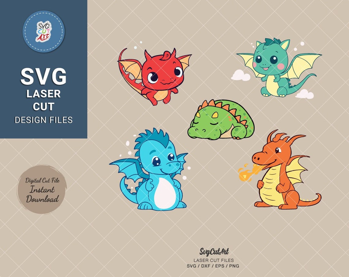 Cute Dragons Svg Baby Dragons Svg Dragon Clipart Dragon - Etsy