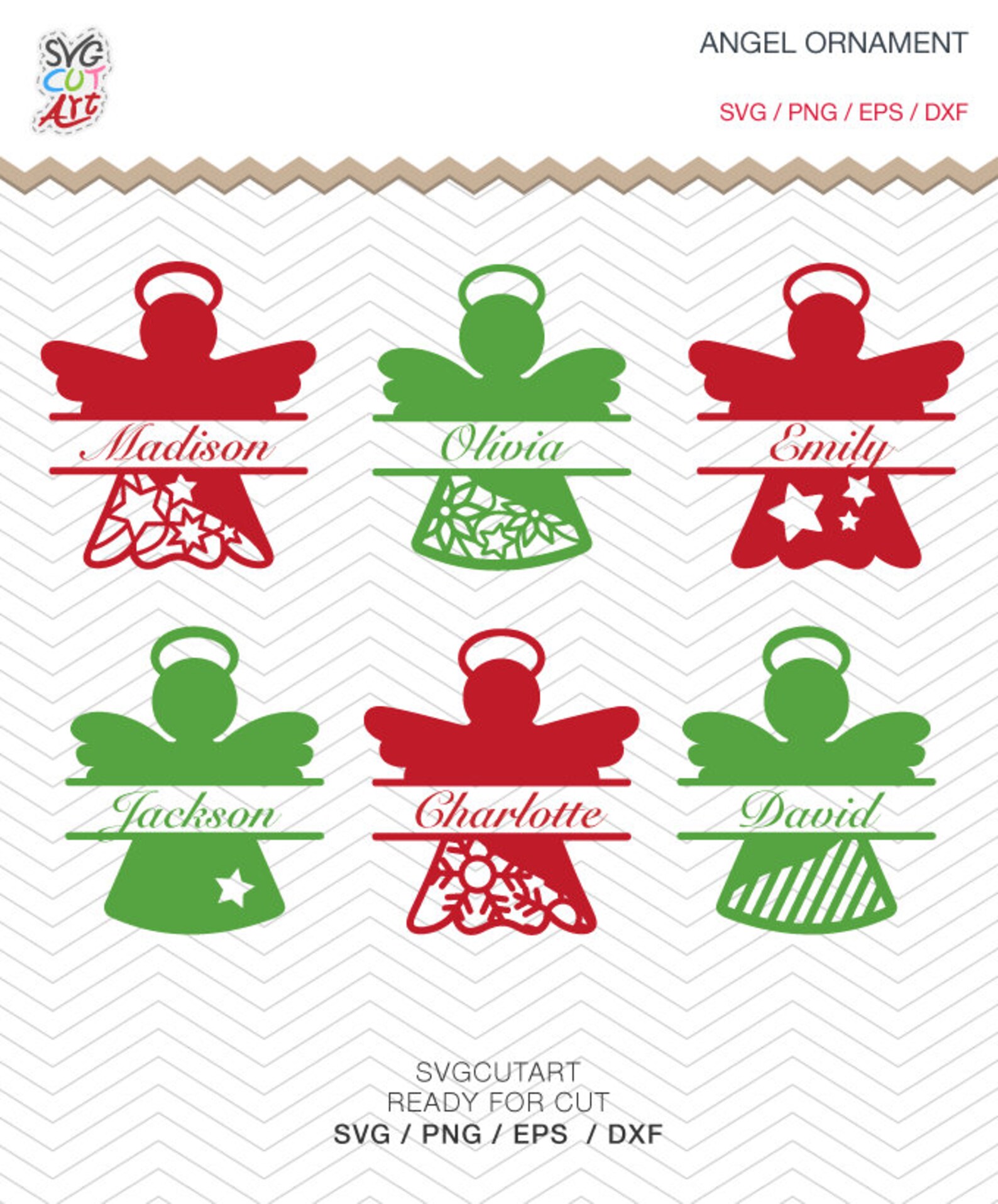 Angel Split Christmas Ornament SVG DXF PNG Eps Vinyl Winter Christmas ...