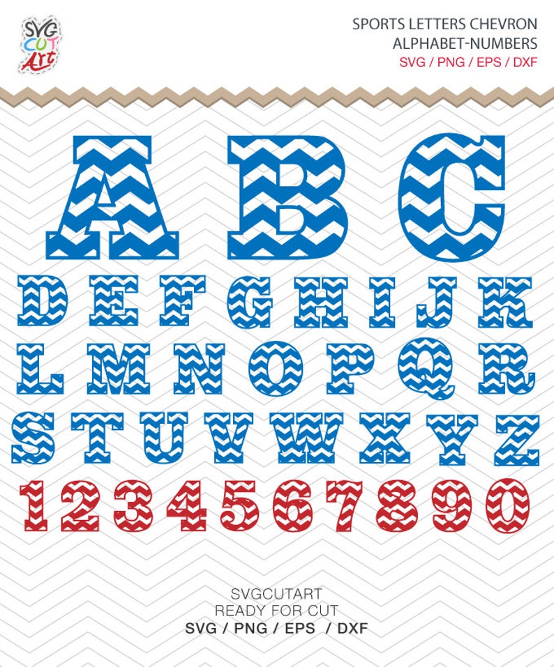 Sports Alphabet Chevron Letters Numbers SVG PNG DXF Eps, Baseball ...