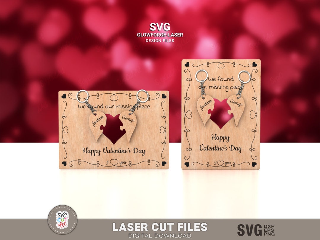 Valentine's Missing Piece Heart Card SVG, Keychain Valentine Svg ...