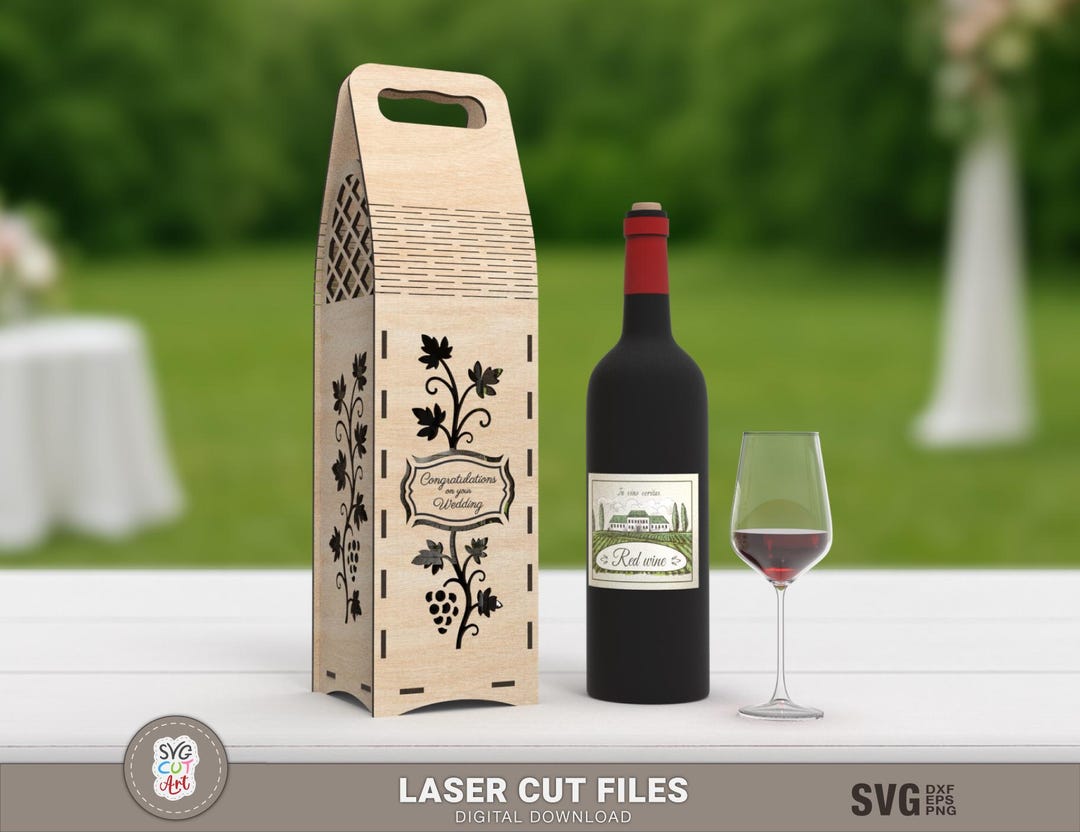 Wedding Wine Box – Laser Cut SVG File, Wooden Bottle Gift Box ...