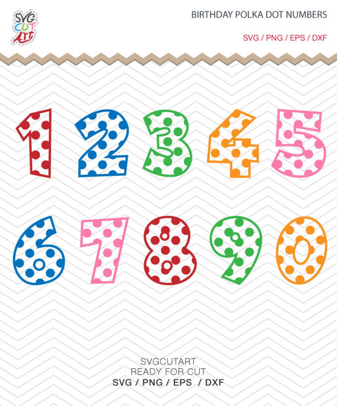 Birthday Polka Dot Numbers SVG PNG DXF Eps, School Kid Alphabet Font ...
