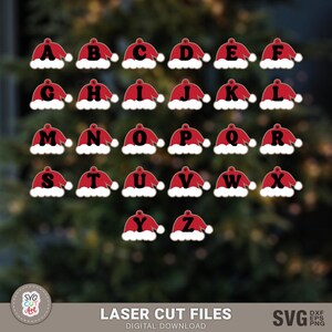 Santa Hat Alphabet Personalized Ornament Tags Laser Cut SVG – 26 ...