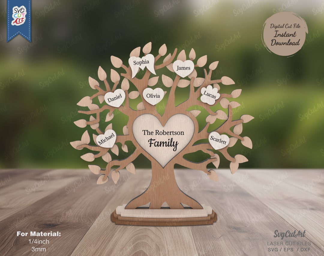 Tree of Life Stand With Family Members Svg Cut File, Wooden Decorative ...