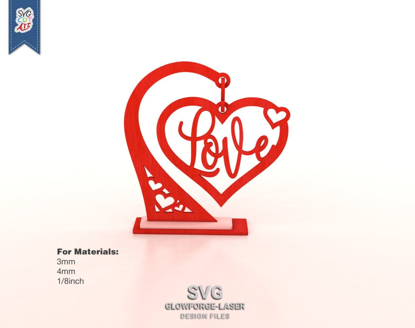 Valentine's Hanging Heart Stand Svg, Svg Laser Files, Valentine's Day ...