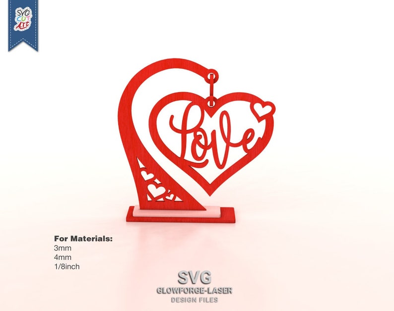 Valentine's Hanging Heart Stand Svg Svg Laser Files - Etsy