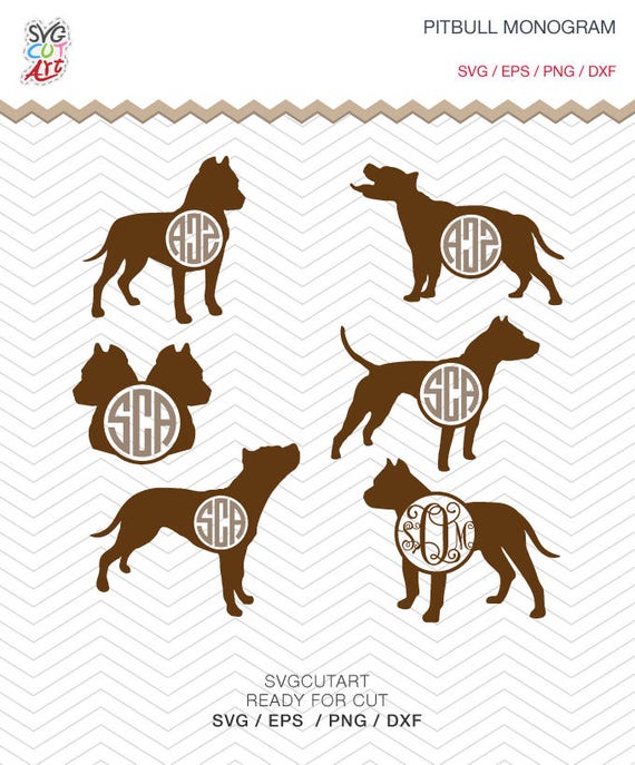 Pitbull Monogram SVG DXF PNG Eps Decal Dog Animal Pet Nature | Etsy