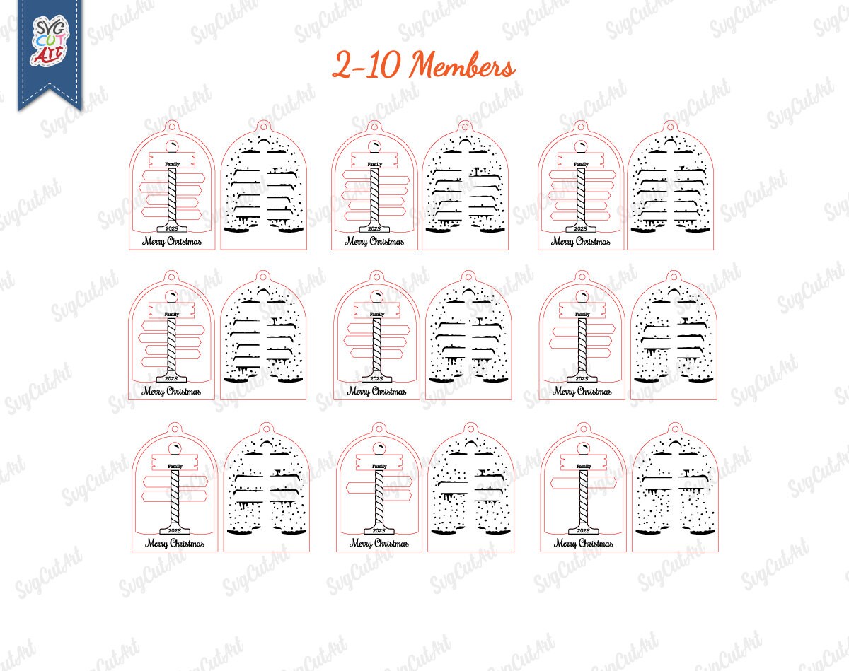 North Pole Family Ornament Laser SVG, Christmas Ornaments SVG, Family ...