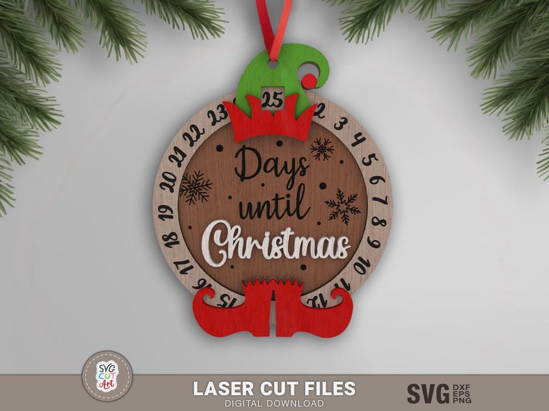 Christmas Countdown Ornament Laser SVG, Christmas Ornament SVG, Days ...