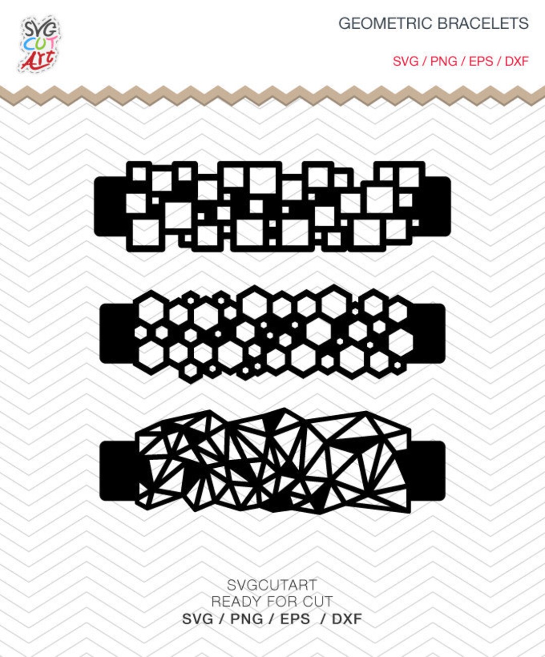 Geometric Bracelet, Leather Bracelet SVG, Cuff Bracelet Svg, Bracelet ...
