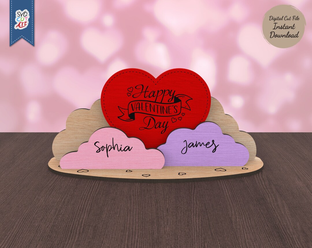 Happy Valentine Days Card SVG Laser Valentine Stand Svg - Etsy