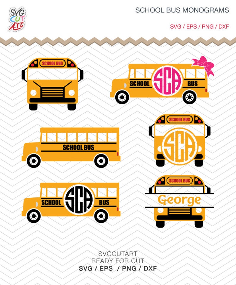 School Bus Monograms SVG DXF PNG Eps Yellow Teacher Back to - Etsy