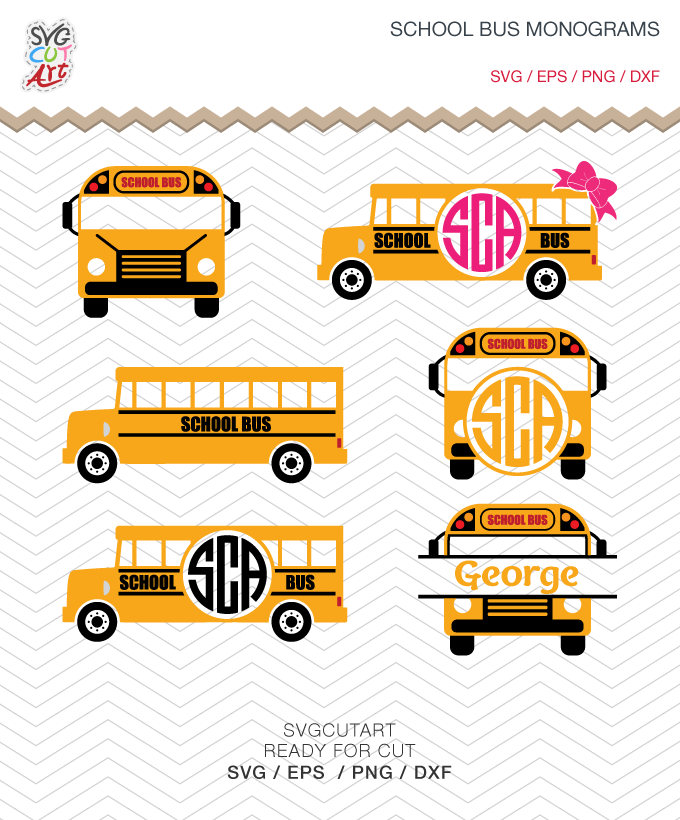School Bus Monograms SVG DXF PNG eps Yellow Teacher back to | Etsy