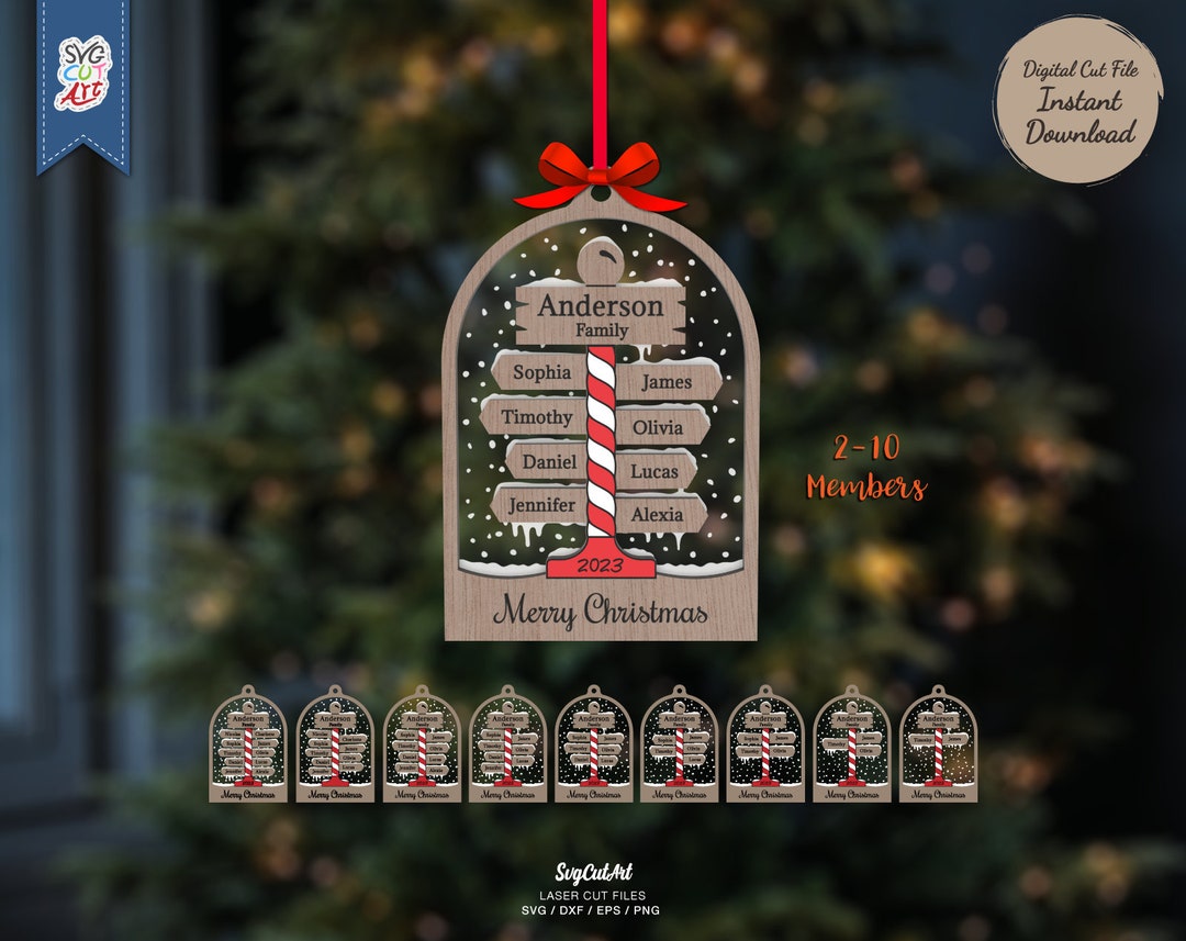 North Pole Family Ornament Laser SVG, Christmas Ornaments SVG, Family ...