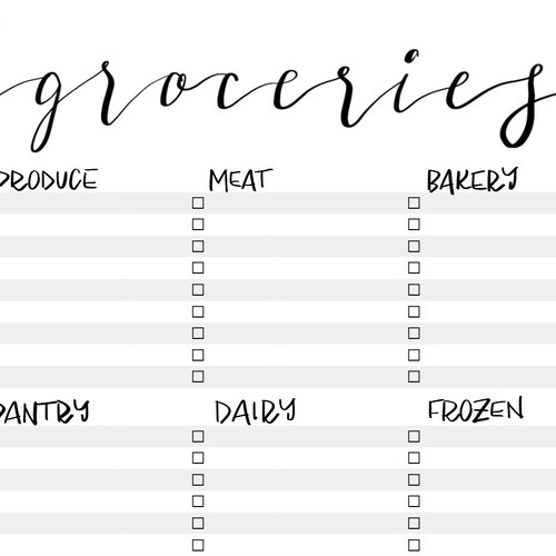 Printable Grocery List Template PDF Instand Download - Etsy Printable Grocery List Template PDF Instand Download - Etsy