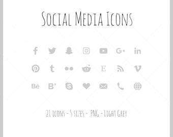 Social Media Icons - 21 Icons in 3 Sizes, PNG Files, Dark Gray, Outline ...