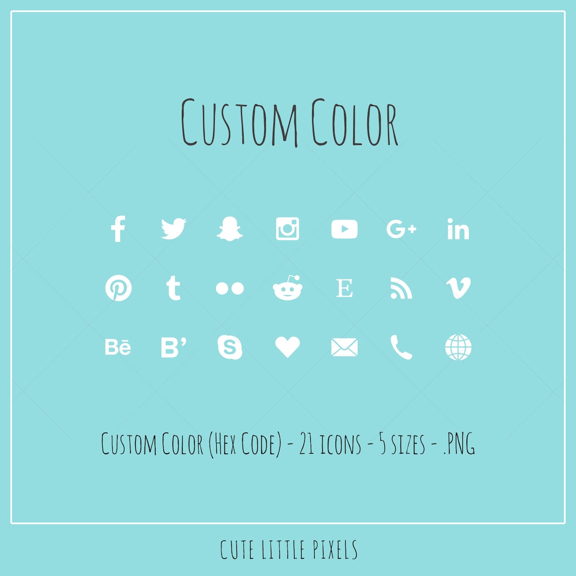 CUSTOM Color - Social Media Icons - Color (hex Code) of Your Choice, 21 ...