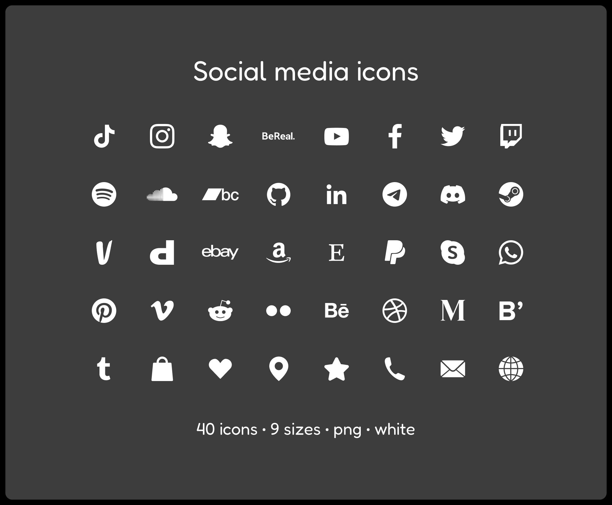 White Social Media Icons Png