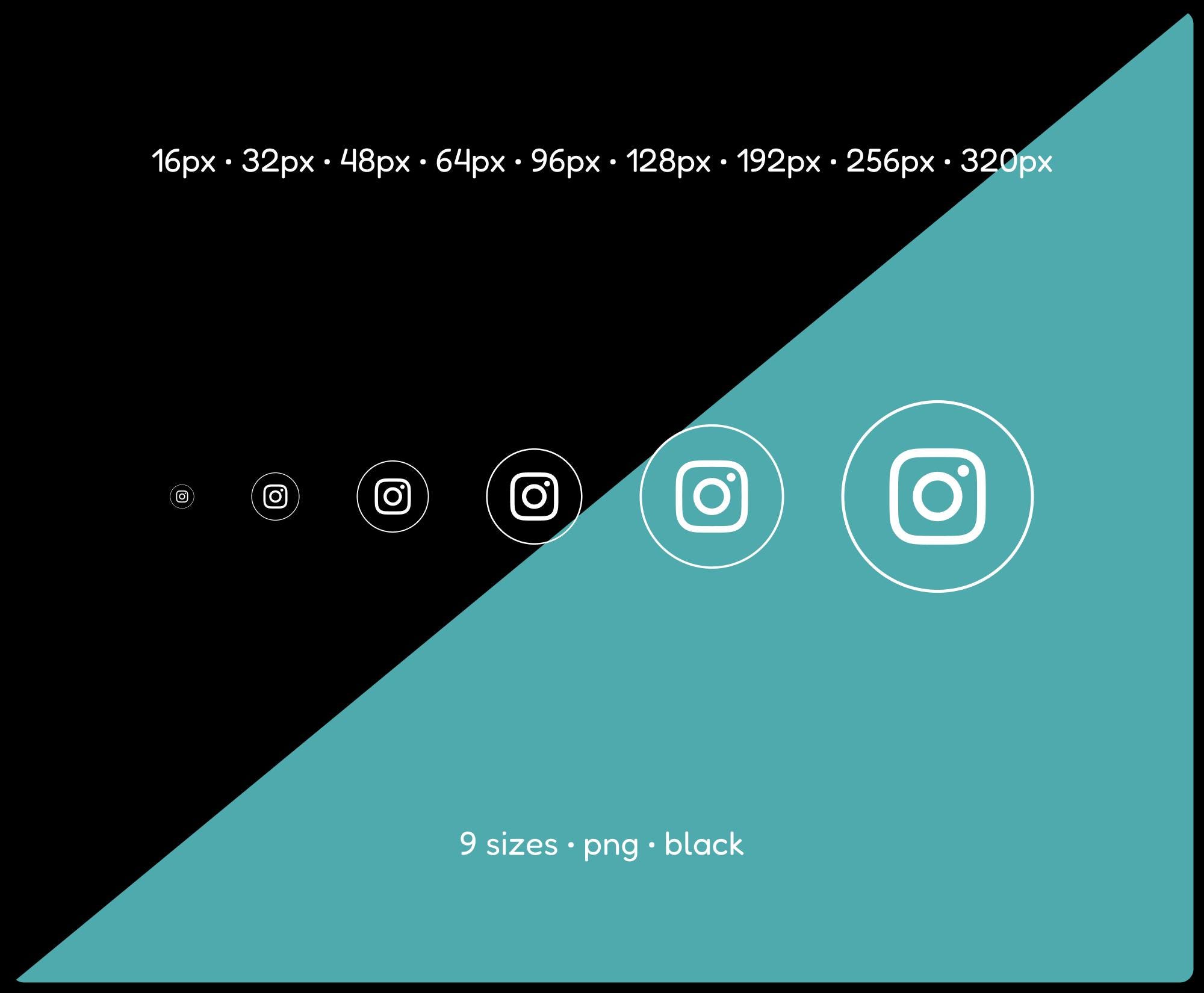 Social Media Icons - 41 Icons in 9 Sizes, Transparent Background, White ...