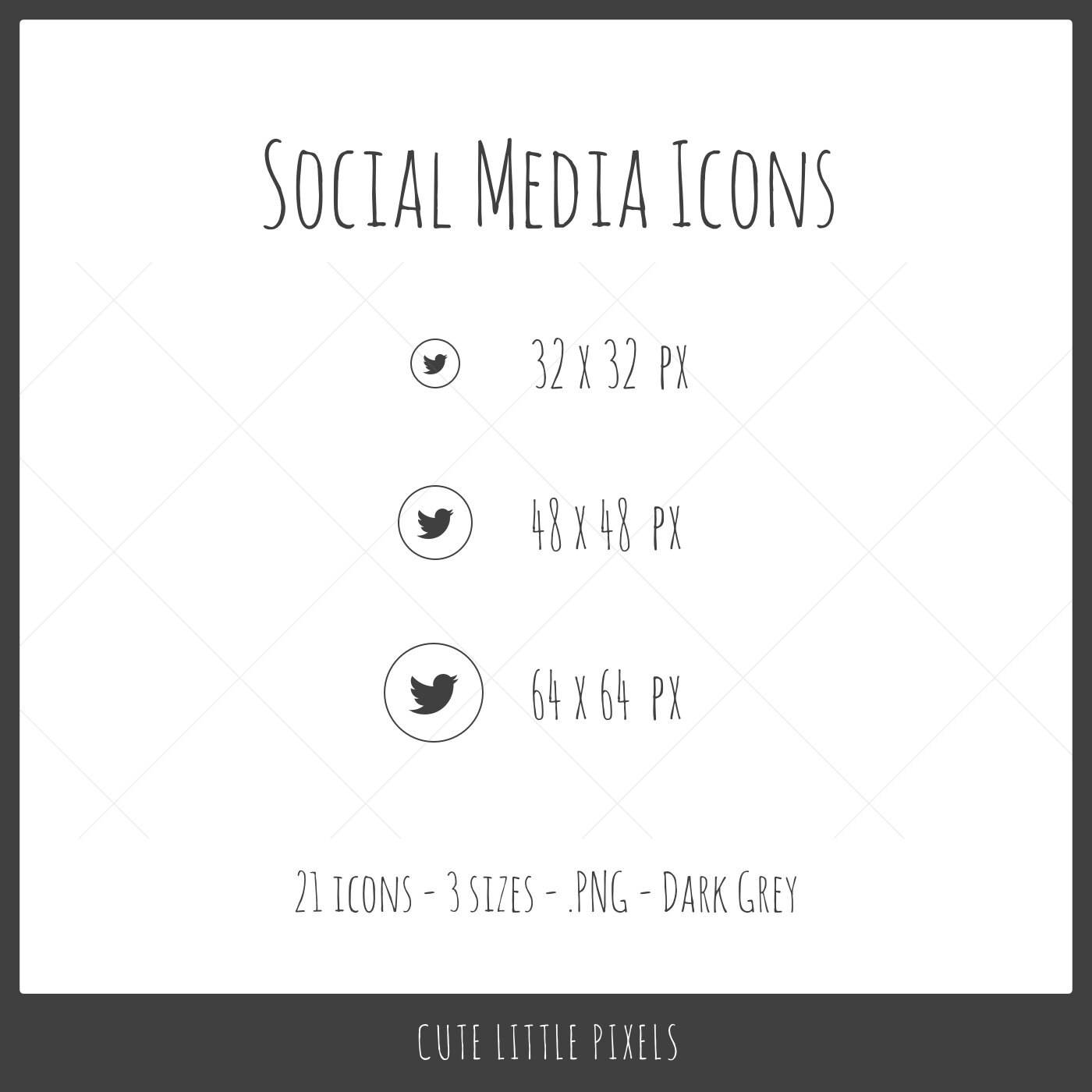 Social Media Icons - 21 Icons in 3 Sizes, PNG Files, Dark Gray, Outline ...