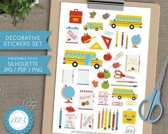 Back to School Planner Stickers Printable Back to School | Etsy