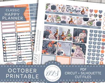 Happy Planner October Monthly Kit Printable October Stickers | Etsy