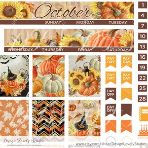 October Mini Happy Planner, October Monthly Stickers Kit, Halloween ...