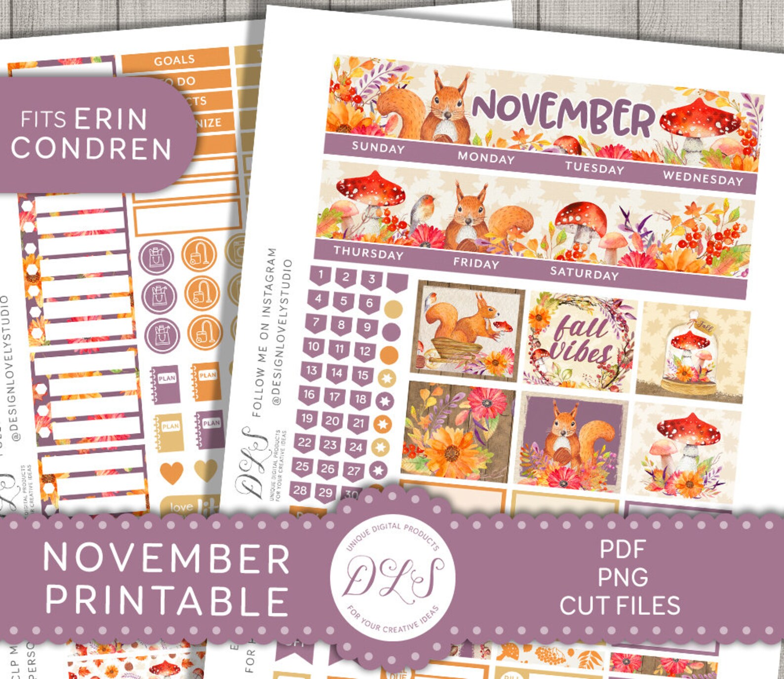 Printable NOVEMBER Monthly Planner Stickers for Erin Condren - Etsy