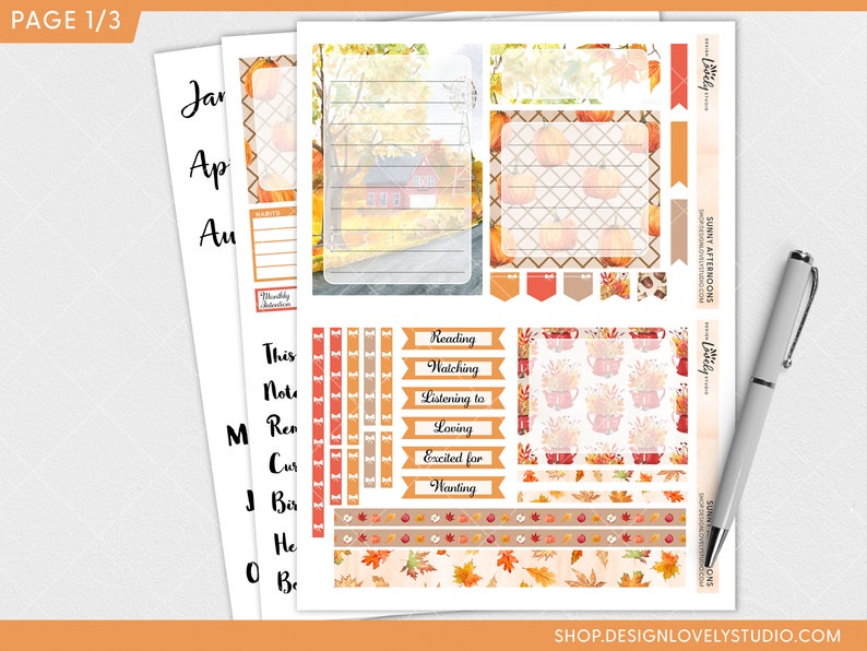 Notes Page Sticker Kit Printable Planner Stickers Monthly - Etsy