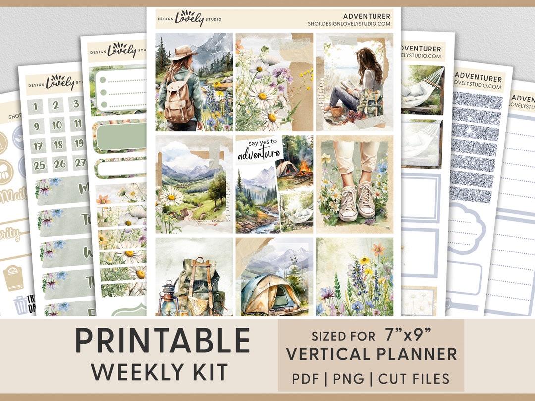 Printable Summer Planner Stickers, Camping, Hiking, Vacation, Nature ...