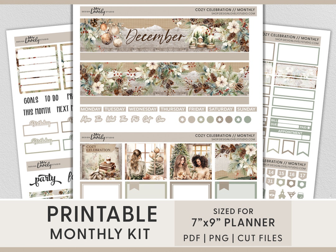Printable December Monthly Kit, Christmas Planner Stickers, December ...