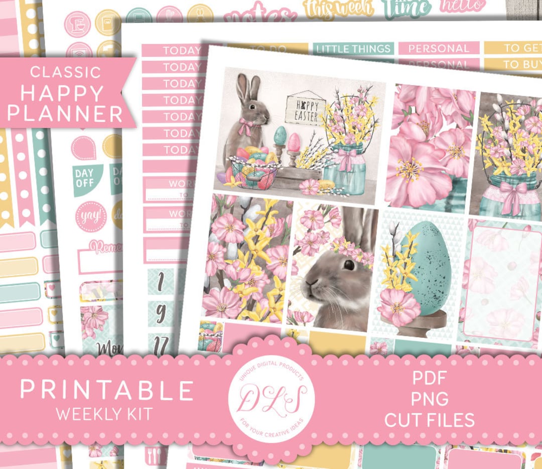 EASTER Planner Stickers Printable Kit, Printable Happy Planner Easter ...