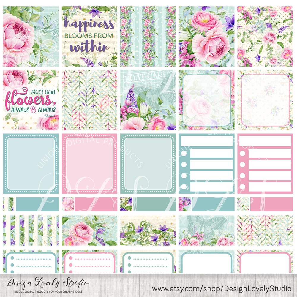 Printable Weekly Planner Kit Floral Planner Stickers Kit | Etsy