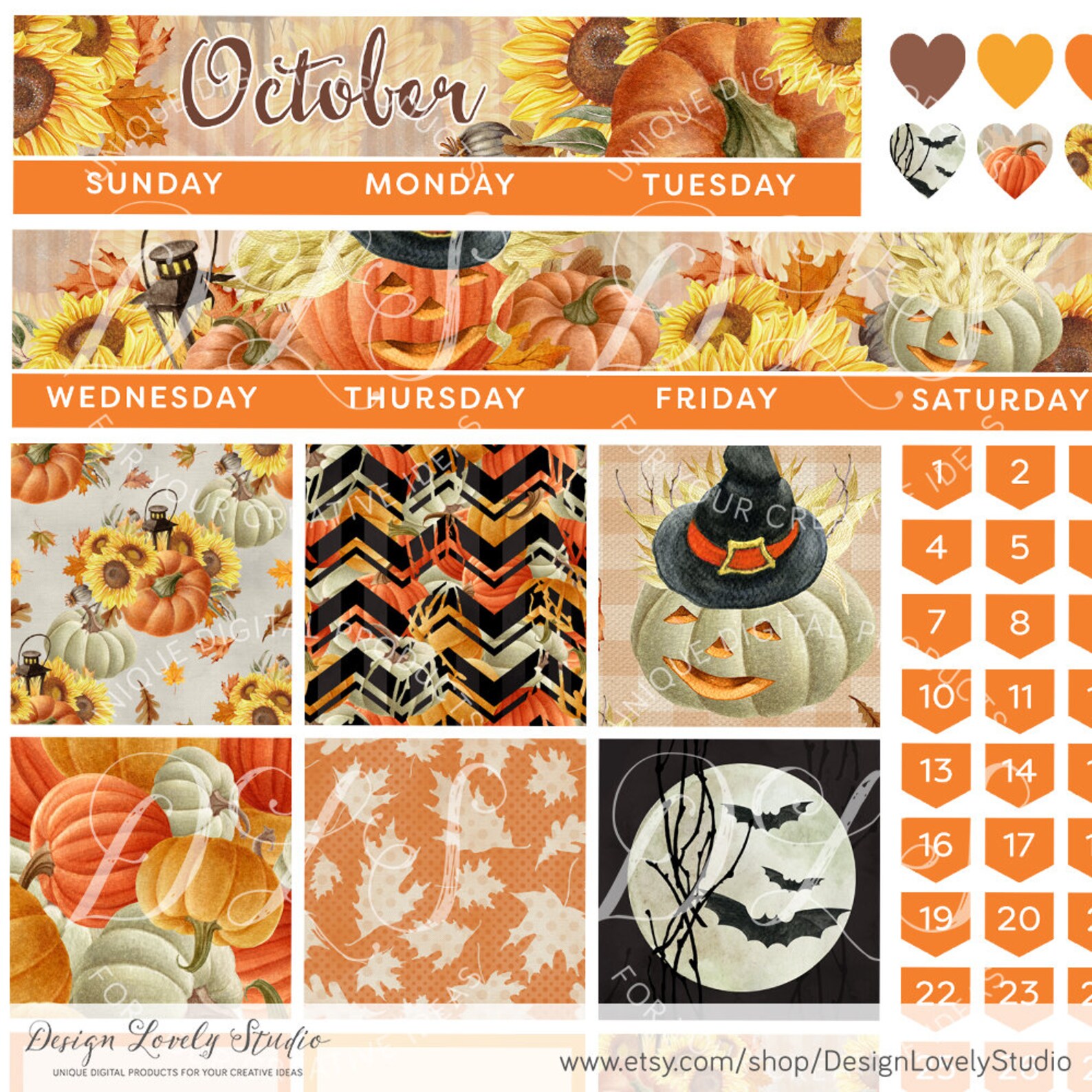 Big Happy Planner October Stickers Kit Printable October | Etsy