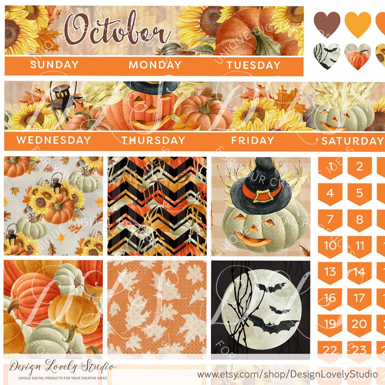 Big Happy Planner October Stickers Kit Printable October | Etsy