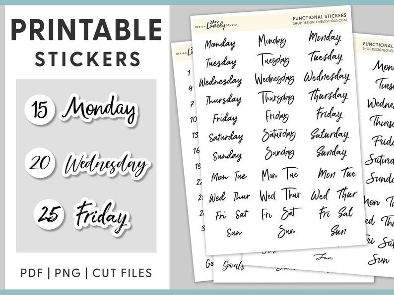 Days of the Week Stickers, Weekday Stickers, Date Dots Stickers ...