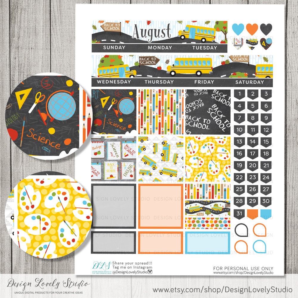 Big Happy Planner August Monthly Kit Back to School Monthly - Etsy