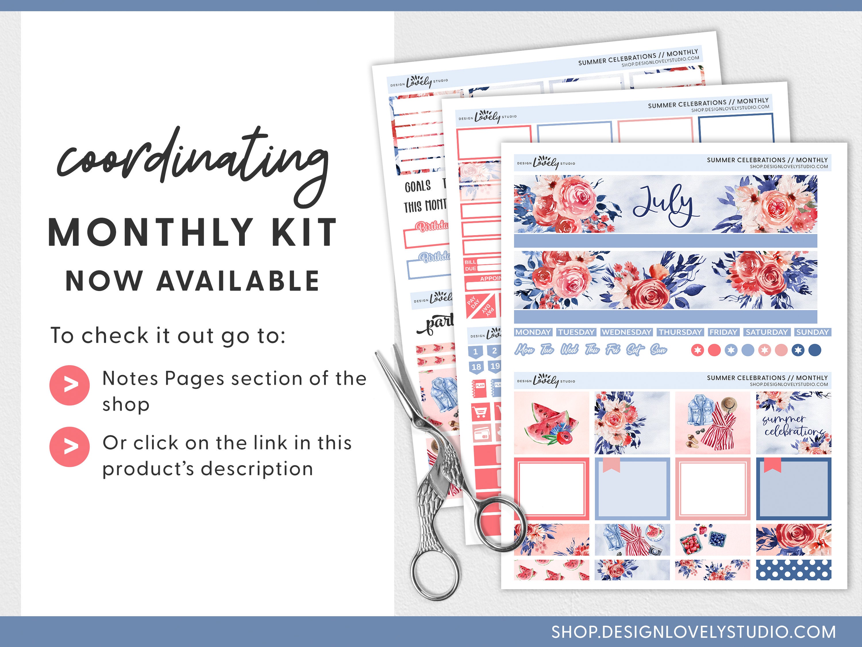 July Notes Page Stickers Kit Summer Planner Stickers 4th of - Etsy
