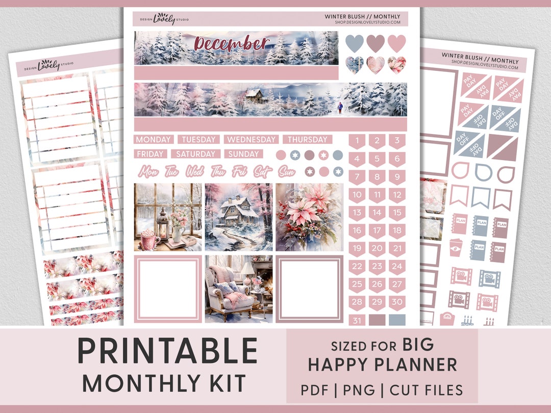 December Monthly Sticker Kit, December Planner Stickers, Christmas ...