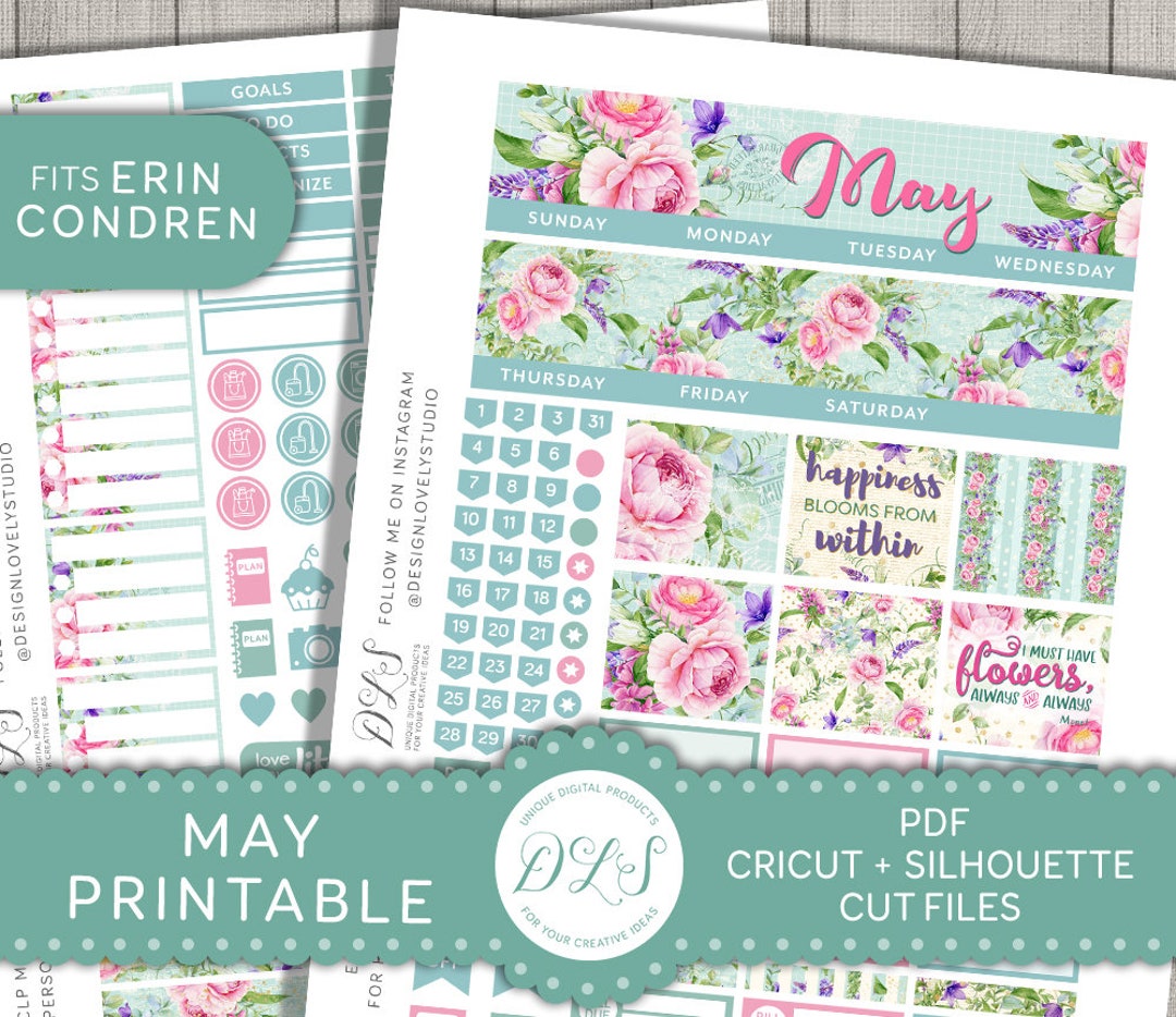 May Monthly Stickers for Erin Condren Life Planner, Printable May ...